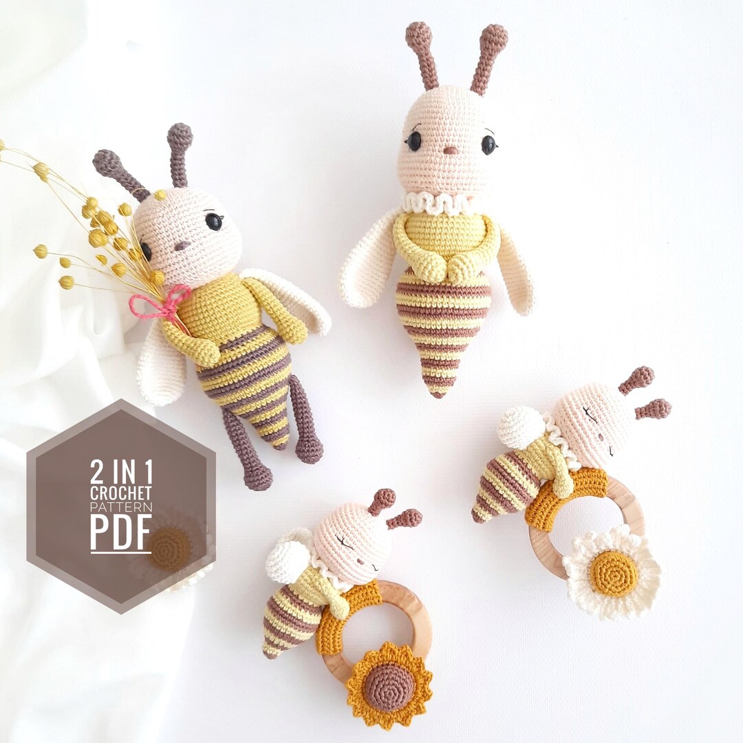 2 in 1: Bee Owen Rattle and Bee Owen Crochet PATTERN Pdf,teething Toy ...