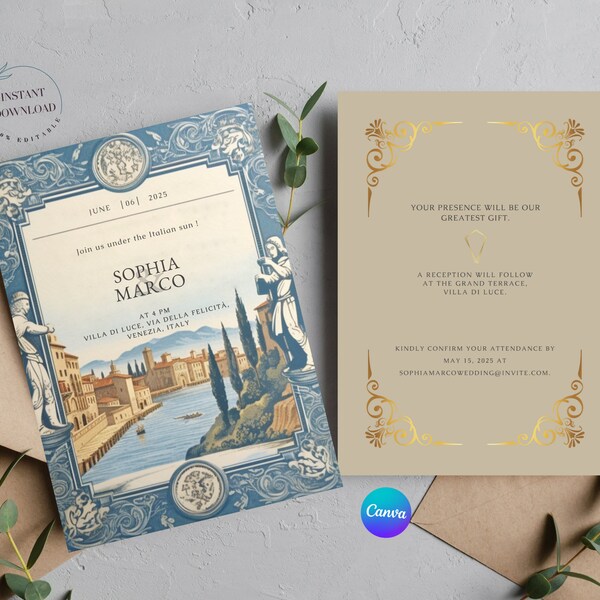 Italian Destination Wedding Invitation - Etsy
