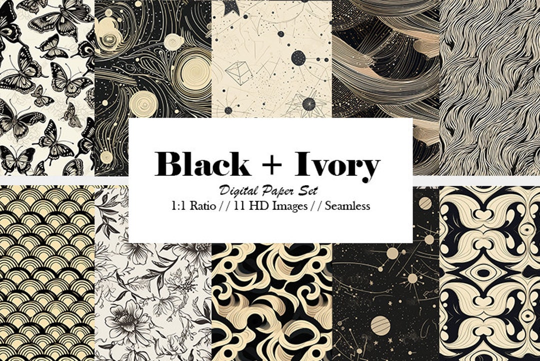 Printable Black and Ivory Boho Patterns and Seamless Textures With ...