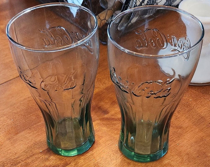 Glasses, Coca Cola Drinking Glasses Set of 2 Clear 6 Inches Tall - Etsy