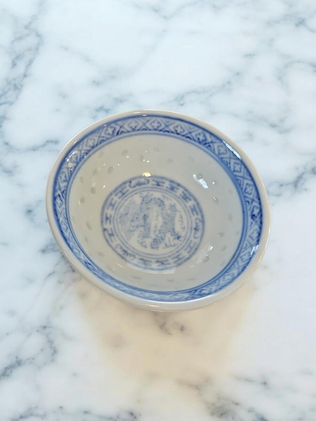 Rice Grain Mini Bowl, Chinese Porcelain With Delicate, Pierced Pattern ...