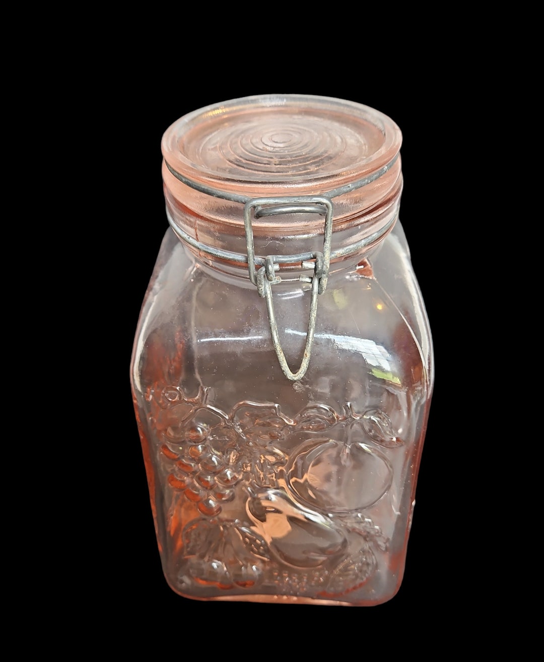 Pink Glass Angled Neck Canister Jar Casadis Milano Farms Products Bail ...