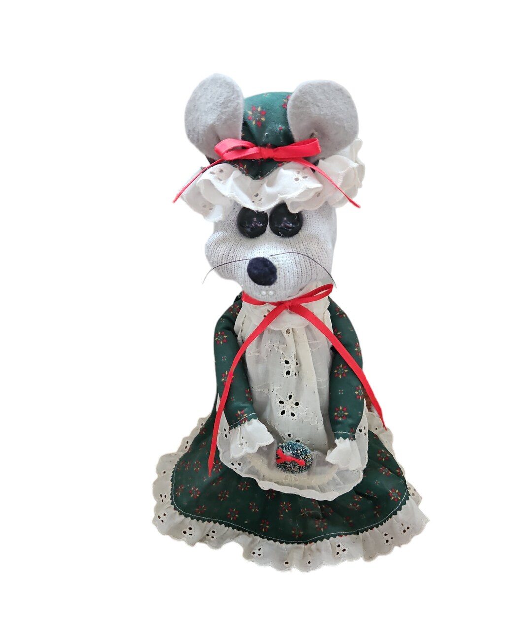 Large Vintage Christmas Mouse Figure 12", Hand Made / Sewn Fabric Over ...