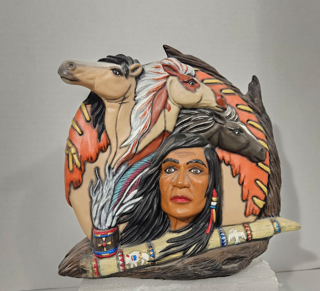 Native American Horse Dreamer Shield Hand Painted Ceramic Figurine - Etsy