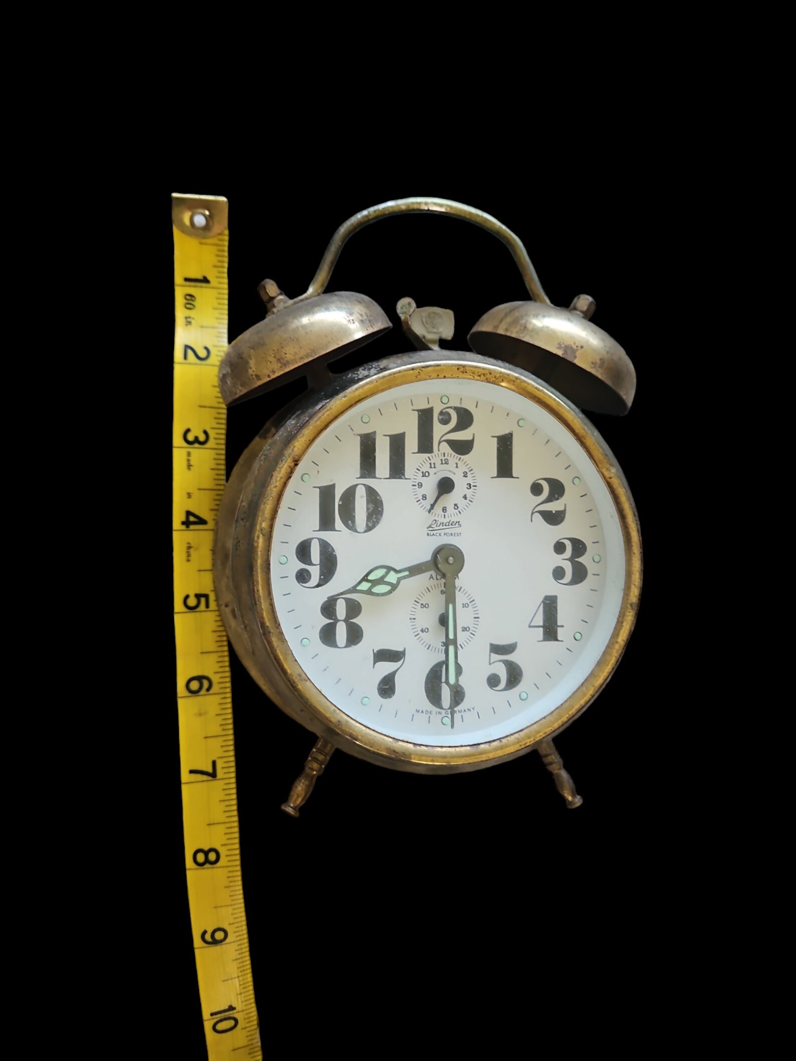 Vintage Dual Bell Alarm Clock Spring Wind Mechanical Gear Brass Bell ...