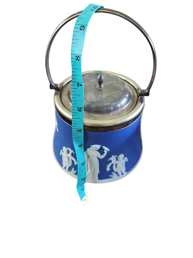 Wedgwood Jasper Biscuit Barrel - Dipped Blue Jasperware Silver Handle ...