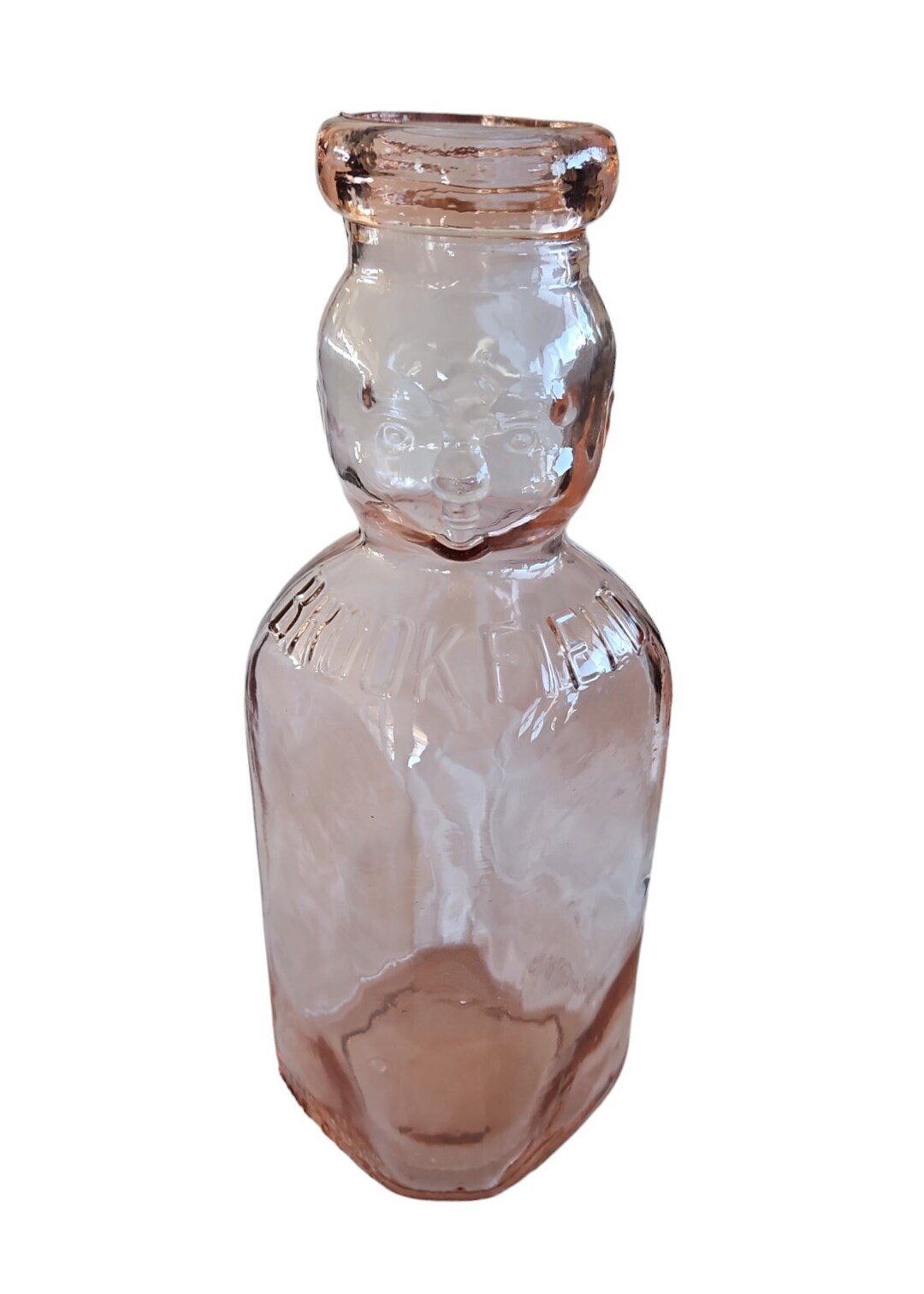 Vintage Brookfield Baby Top Double Face Top Pink Glass Milk Bottle One ...