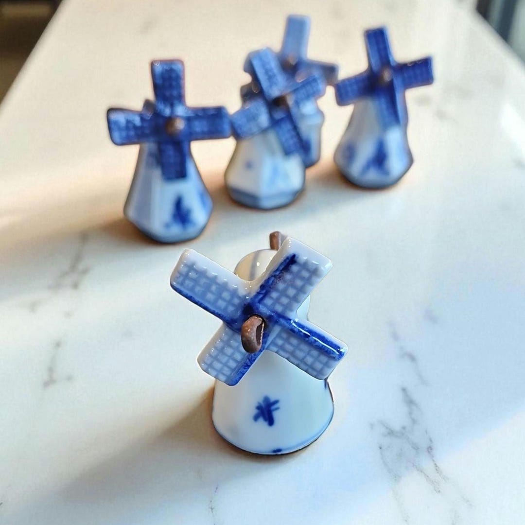 Delft Handpainted Miniture Blue and White Miniture Windmills - Etsy