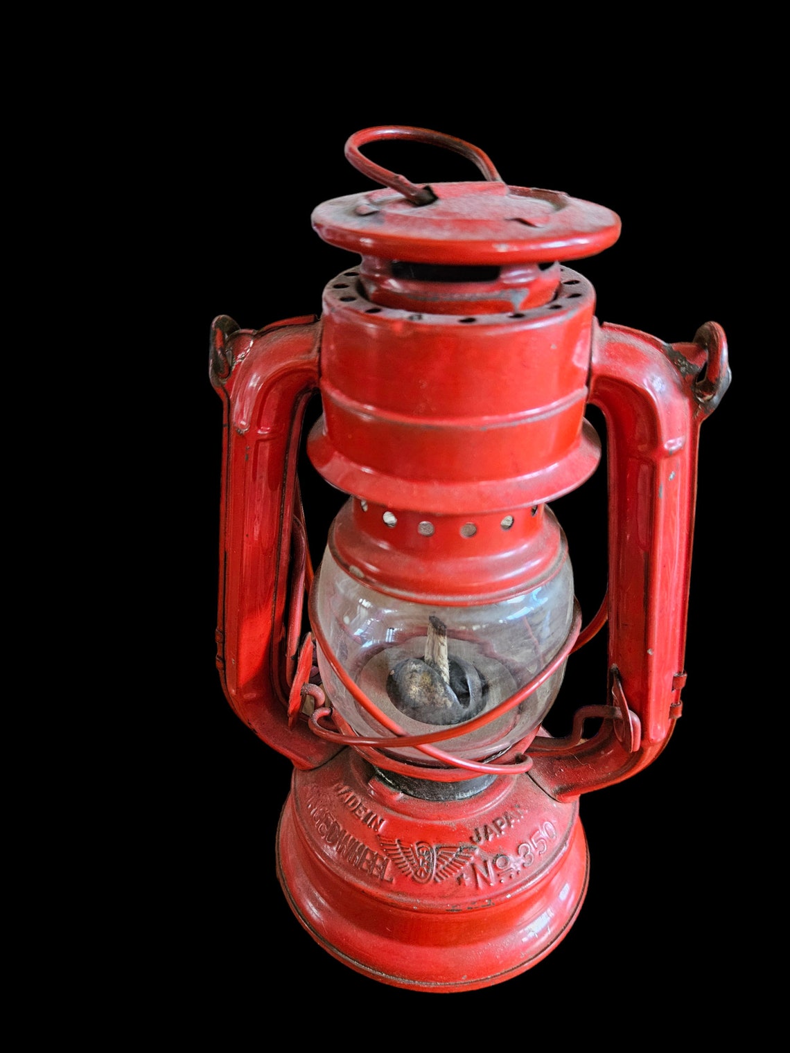 Red Winged Wheel No. 350 Oil Lamp Lantern Made in Japan HORSESHOE CURVE ...