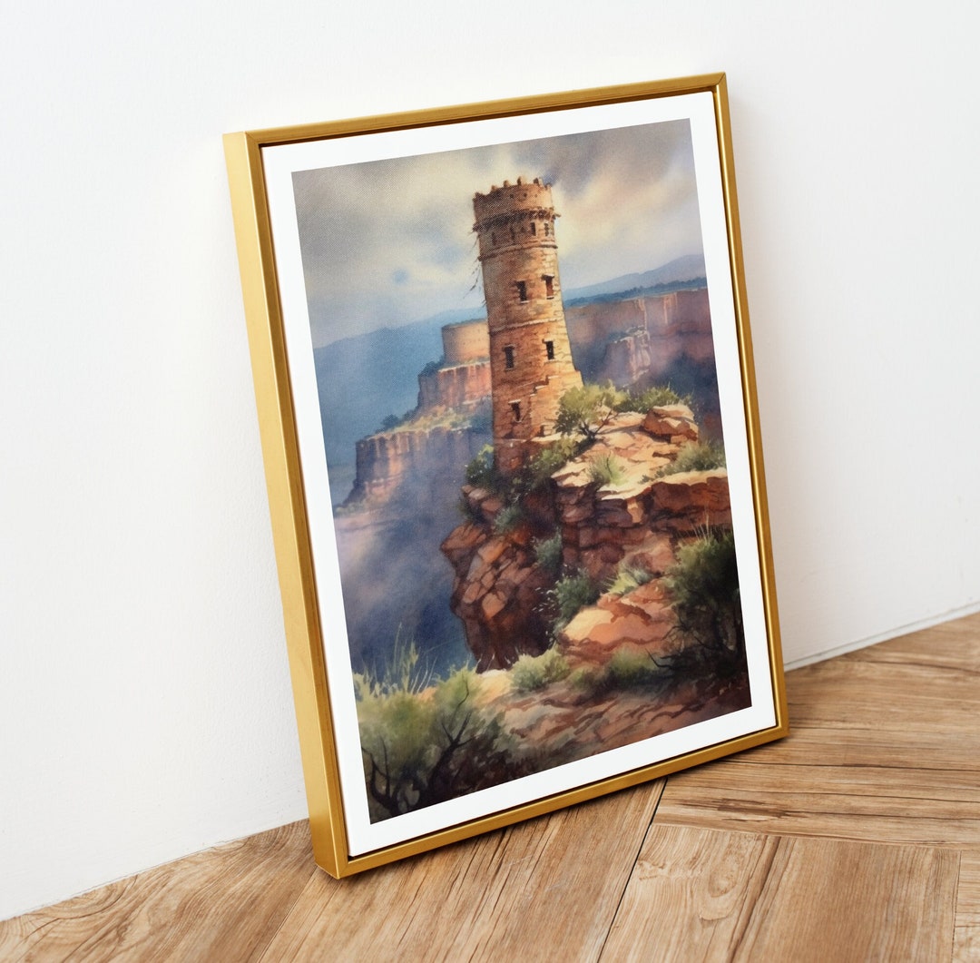 Desert View Watch Tower | Grand Canyon View Scene | Water Color ...