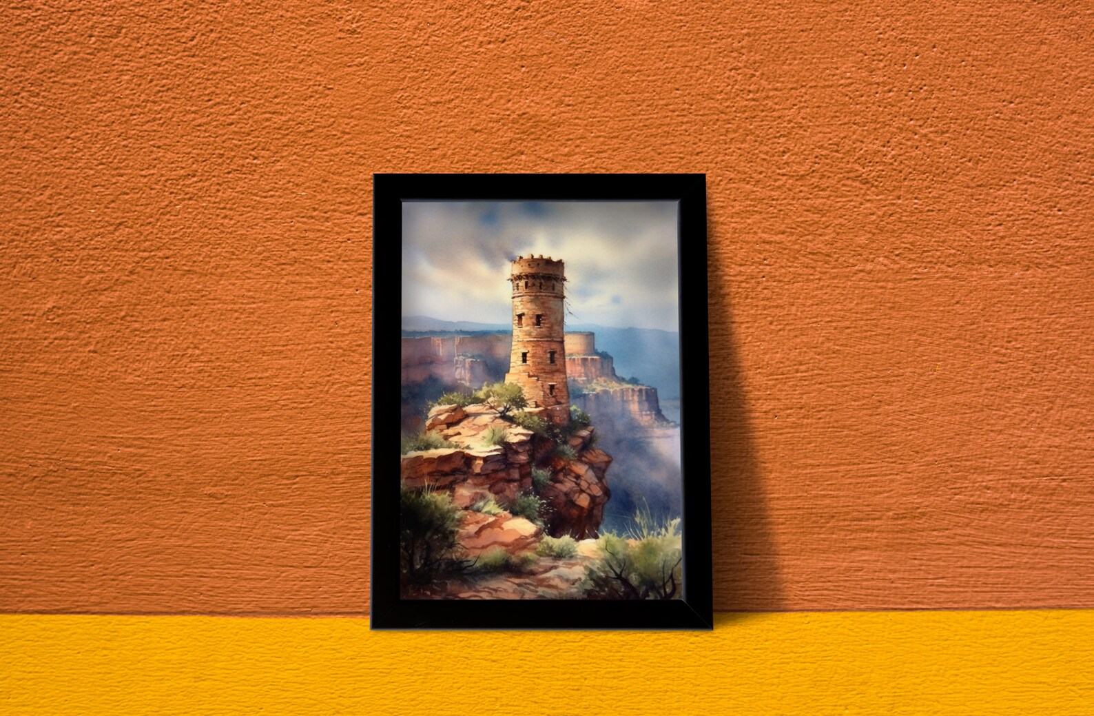 Desert View Watch Tower Grand Canyon View Scene Water Color Painting ...