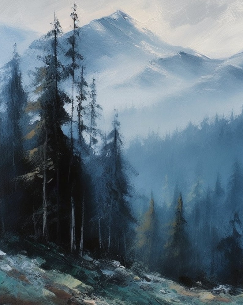 Alps Forest Poster Scenery of the Alps Oil Painting Ready - Etsy