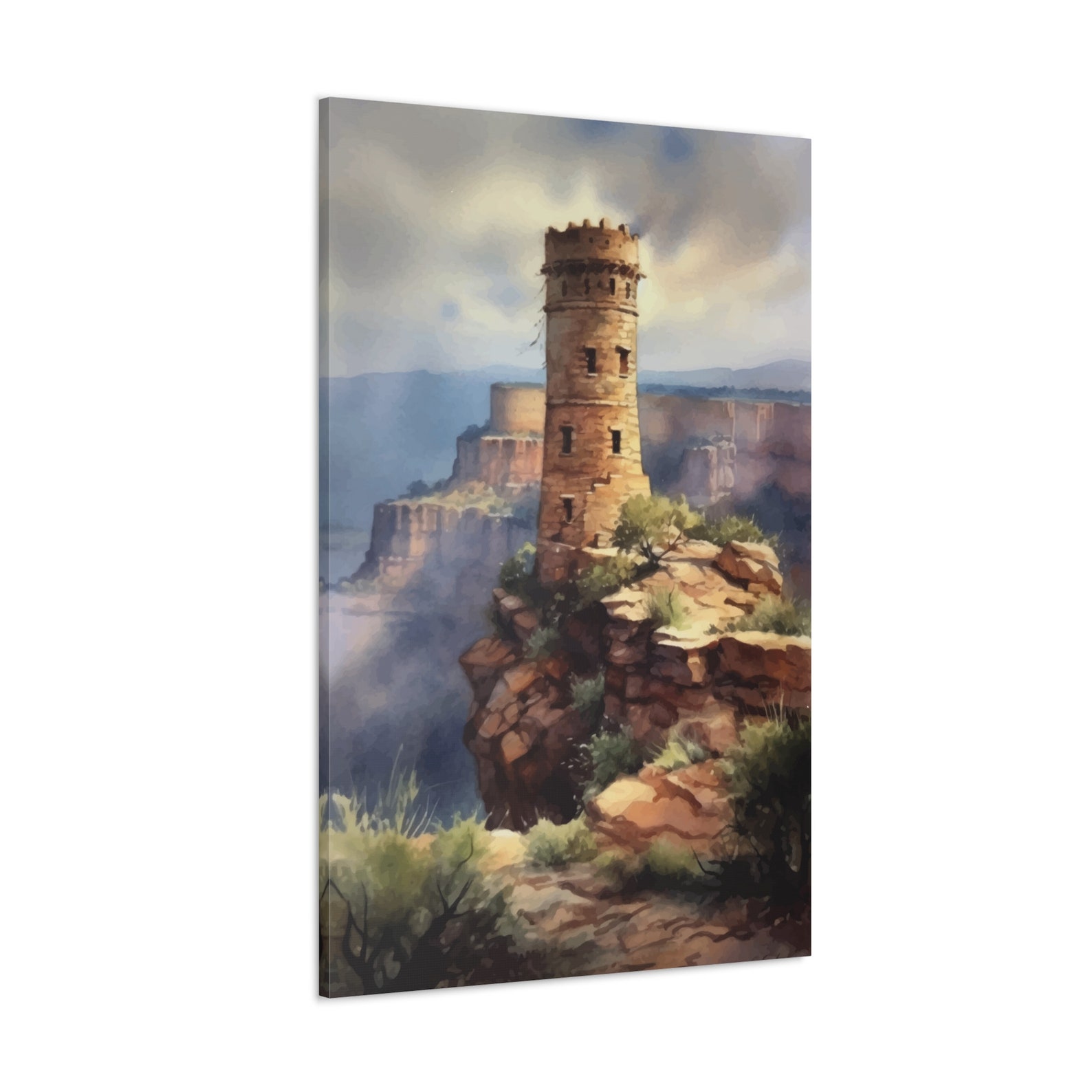 Desert View Watch Tower Grand Canyon View Scene Water Color Painting ...