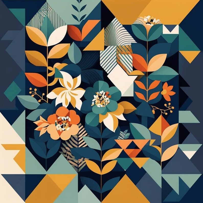 Geometric Floral Pattern 6 clip Art - Etsy