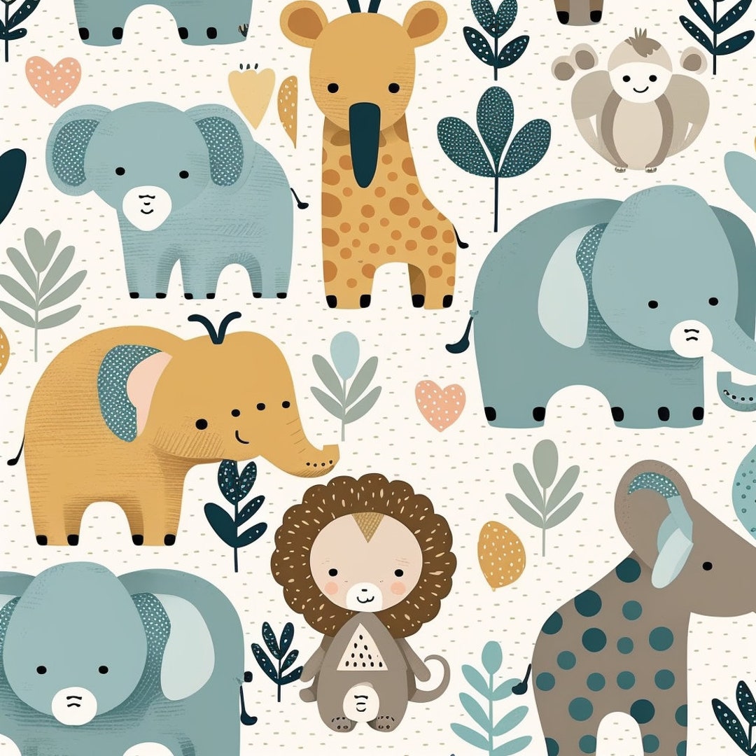 Newborn Adorable Pattern Including Elephants, Giraffes, and Lions 4 ...