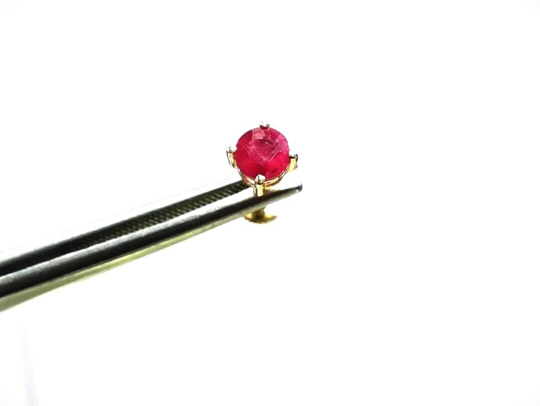 14k Yellow Gold Ruby Nose Pin, Nose Pin, Round Ruby Stud Nose Pin, Nose ...