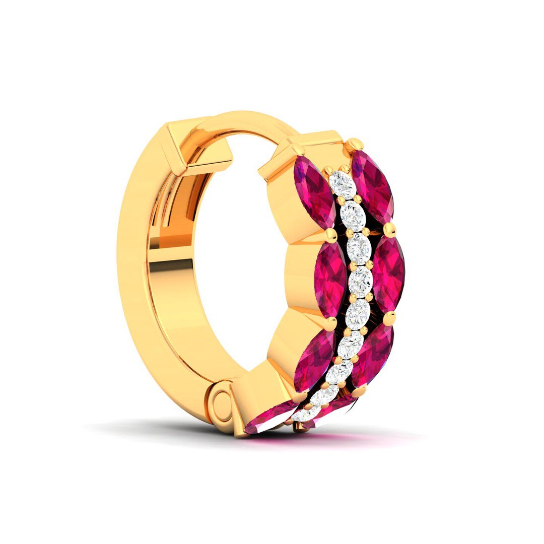 14k Gold Ruby and Diamond Nose Ring Septum Clicker - Etsy