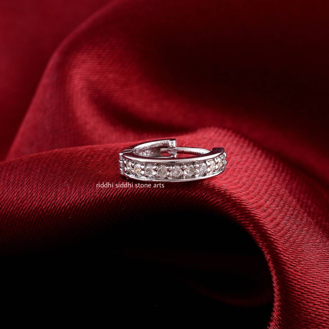 14 K White Gold Diamond Nose Ring Women's Piercing Jewellery - Etsy