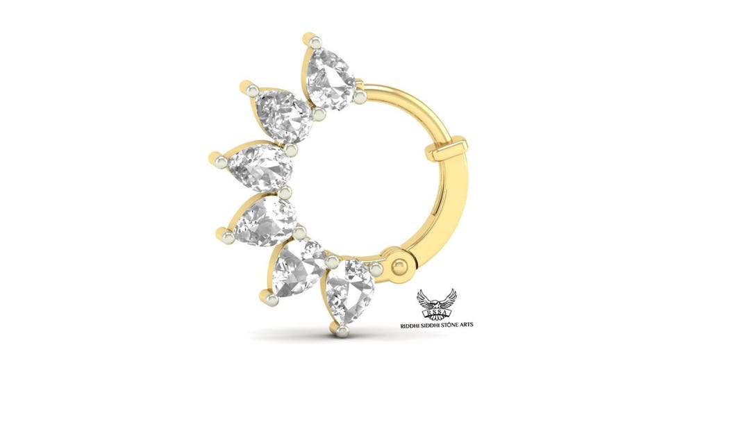 14k Gold Lab Diamond Nose Ring: Pear Helix Piercing - Etsy