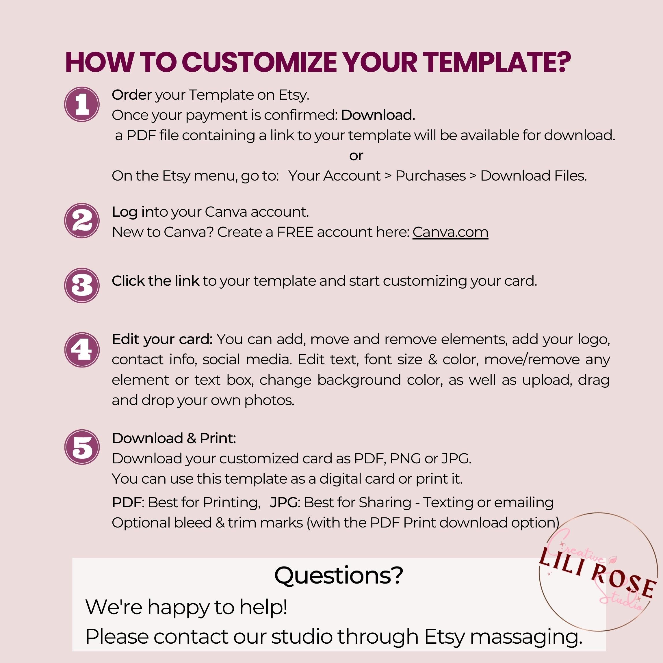 Business Thank You Card Template, Printable or Digital Thank You Card ...