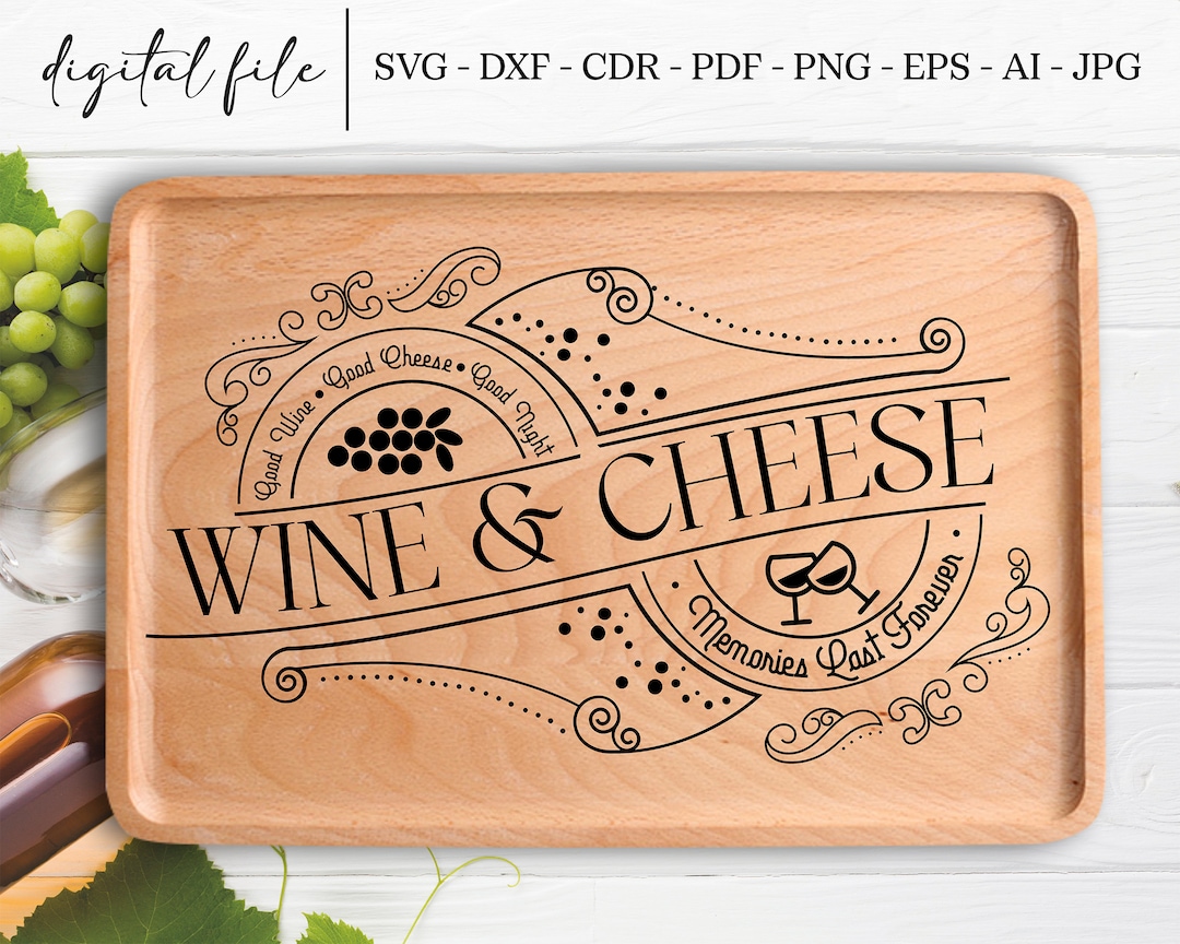 Wine and Cheese Svg I Charcuterie Board Svg I Cutting Board Svg I Vintage Badge Charcuterie Svg ...