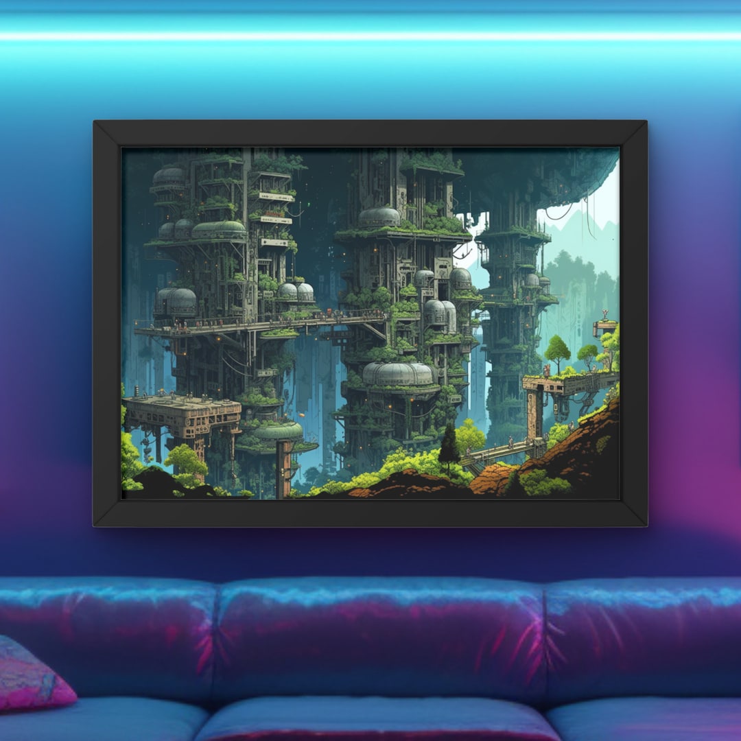 Pixel Art 8 Bit Poster //mines// Retro Futurism Decoration - Etsy