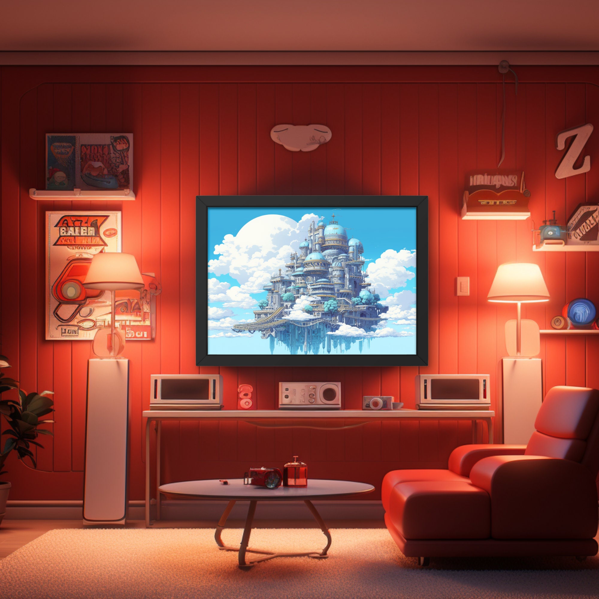 Pixel Art 8 Bit Poster //clouds// Retro Futurism Decoration - Etsy