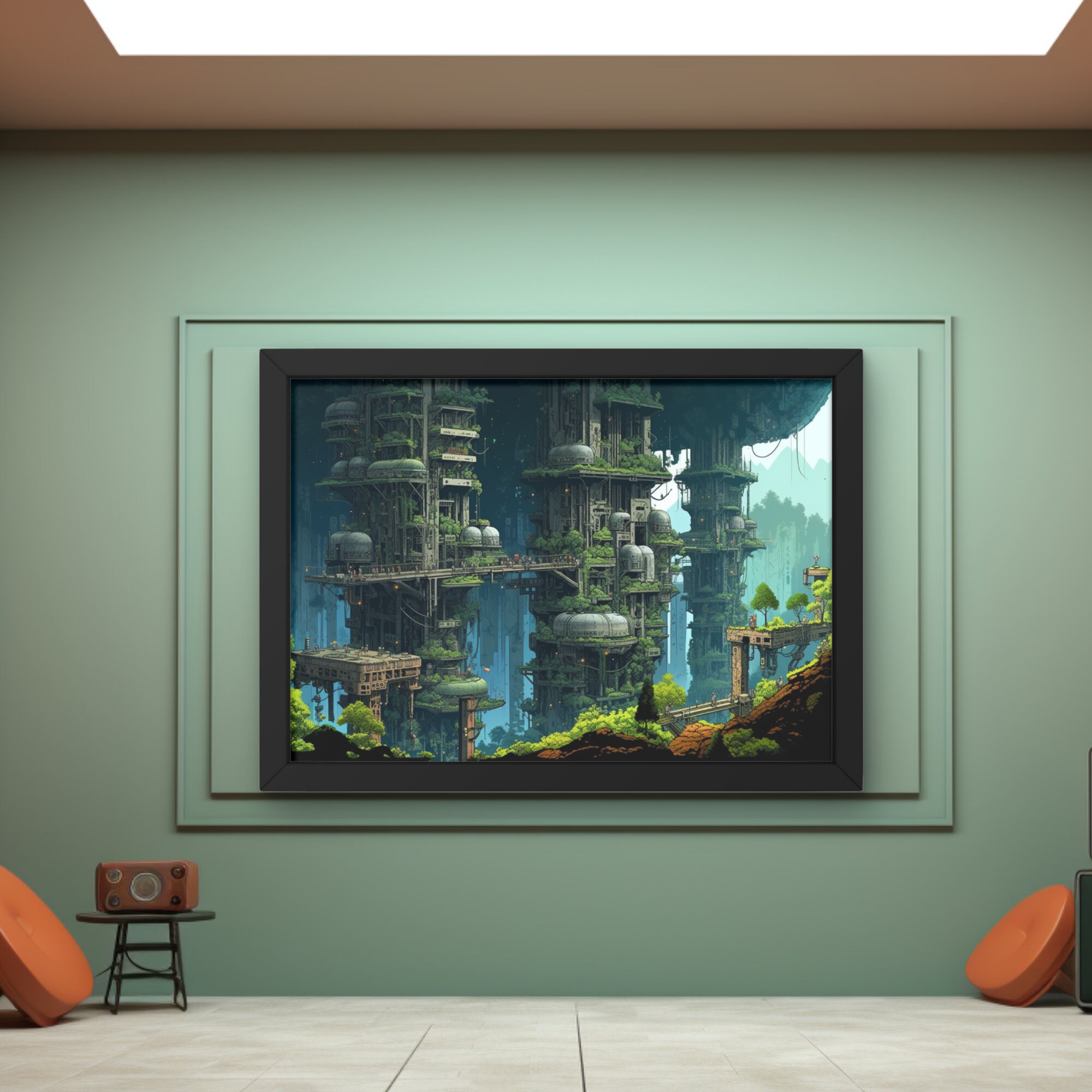 Pixel Art 8 Bit Poster //mines// Retro Futurism Decoration - Etsy