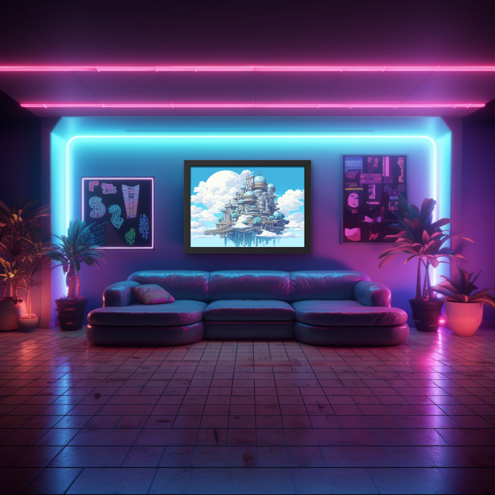 Pixel Art 8 Bit Poster //clouds// Retro Futurism Decoration - Etsy