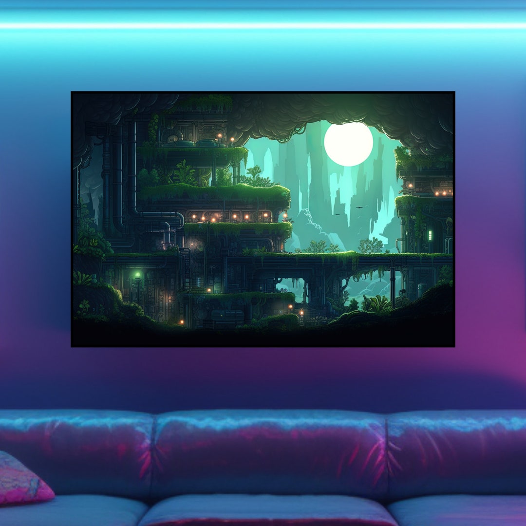 Pixel Art 8 Bit Poster cavern Retro Futurism - Etsy