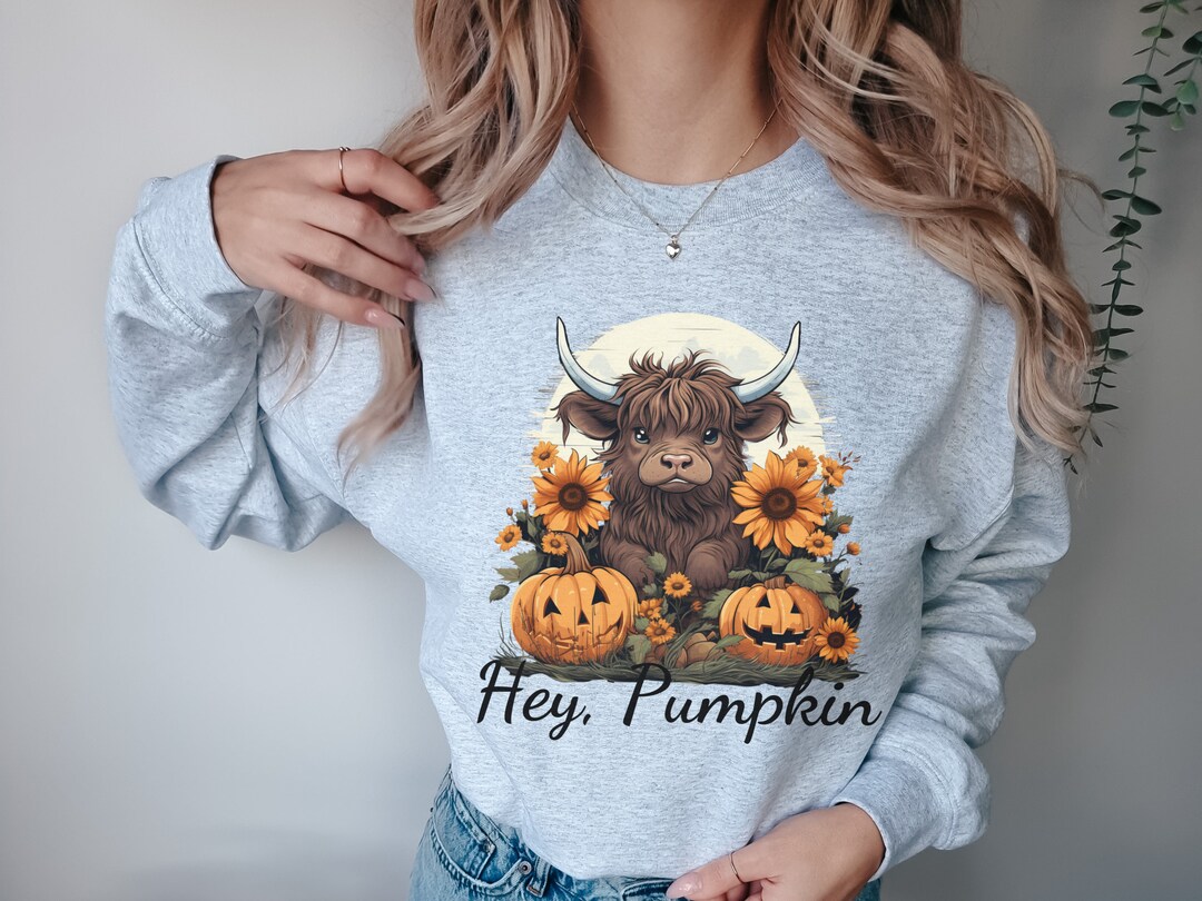 Hey Pumpkin Highland Cow Sweater Cute Fall/autumn Sweater - Etsy