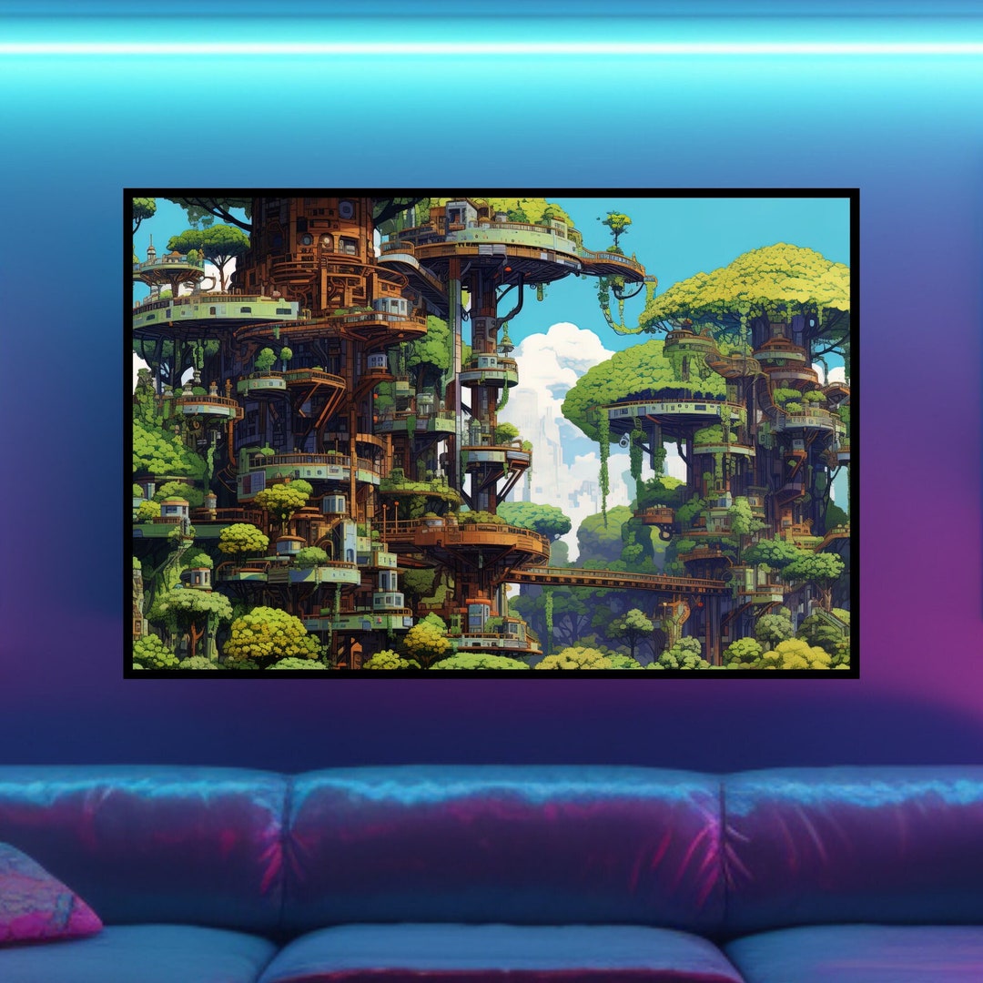 Pixel Art 8 Bit Poster jungle Retro Futurism - Etsy Australia