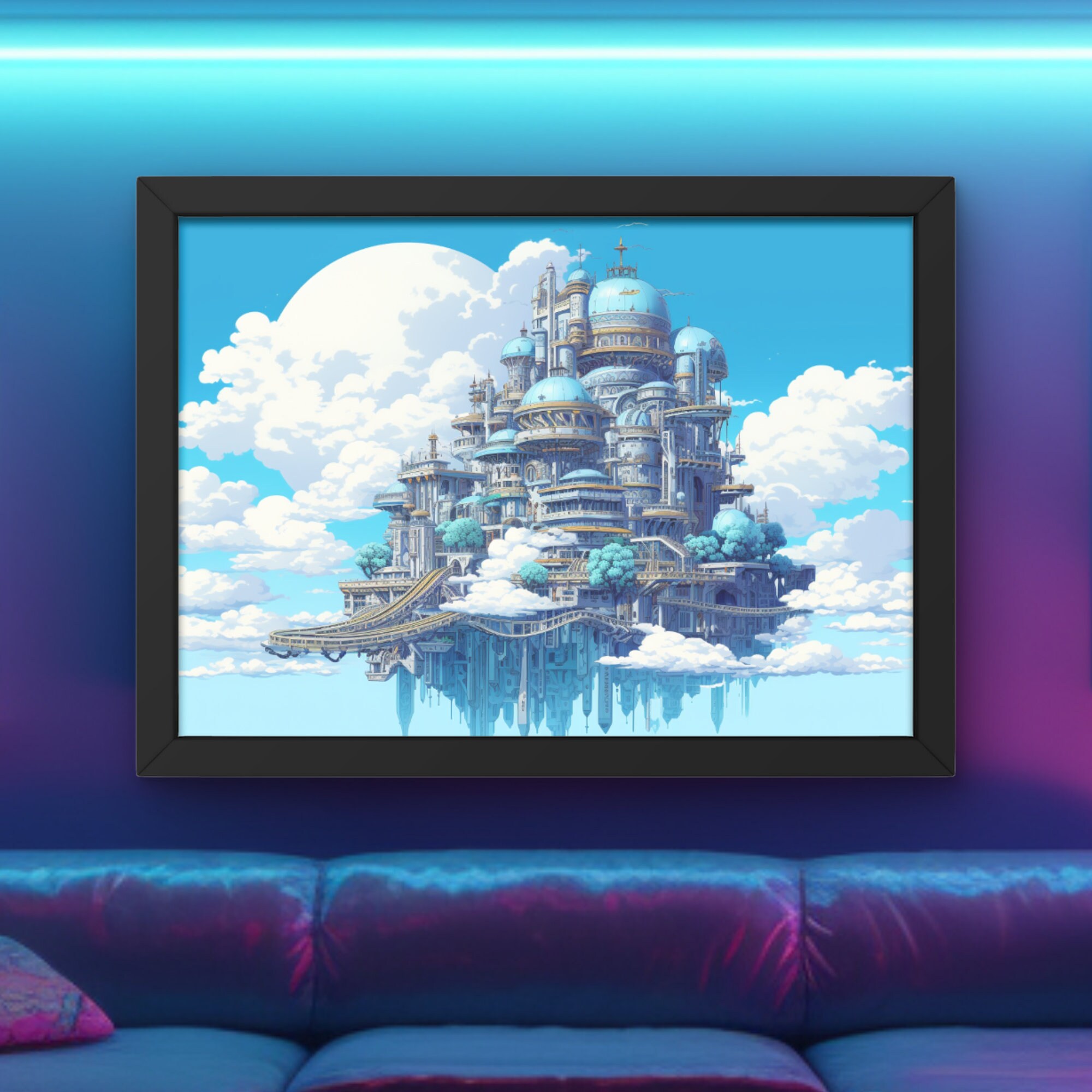 Pixel Art 8 Bit Poster //clouds// Retro Futurism Decoration - Etsy