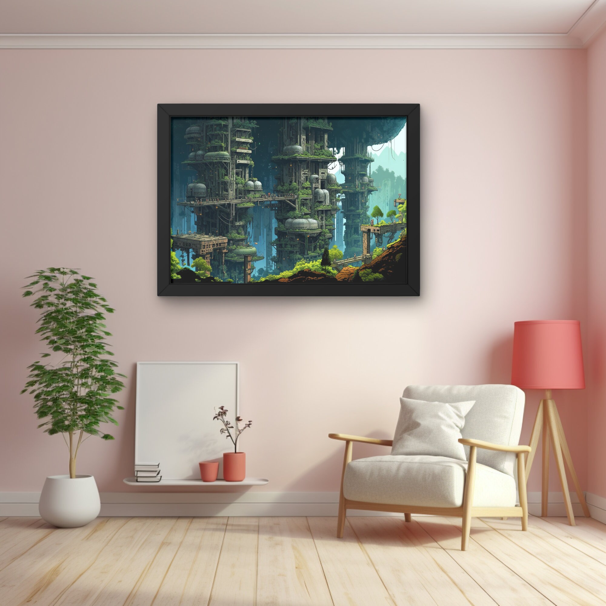 Pixel Art 8 Bit Poster //mines// Retro Futurism Decoration - Etsy