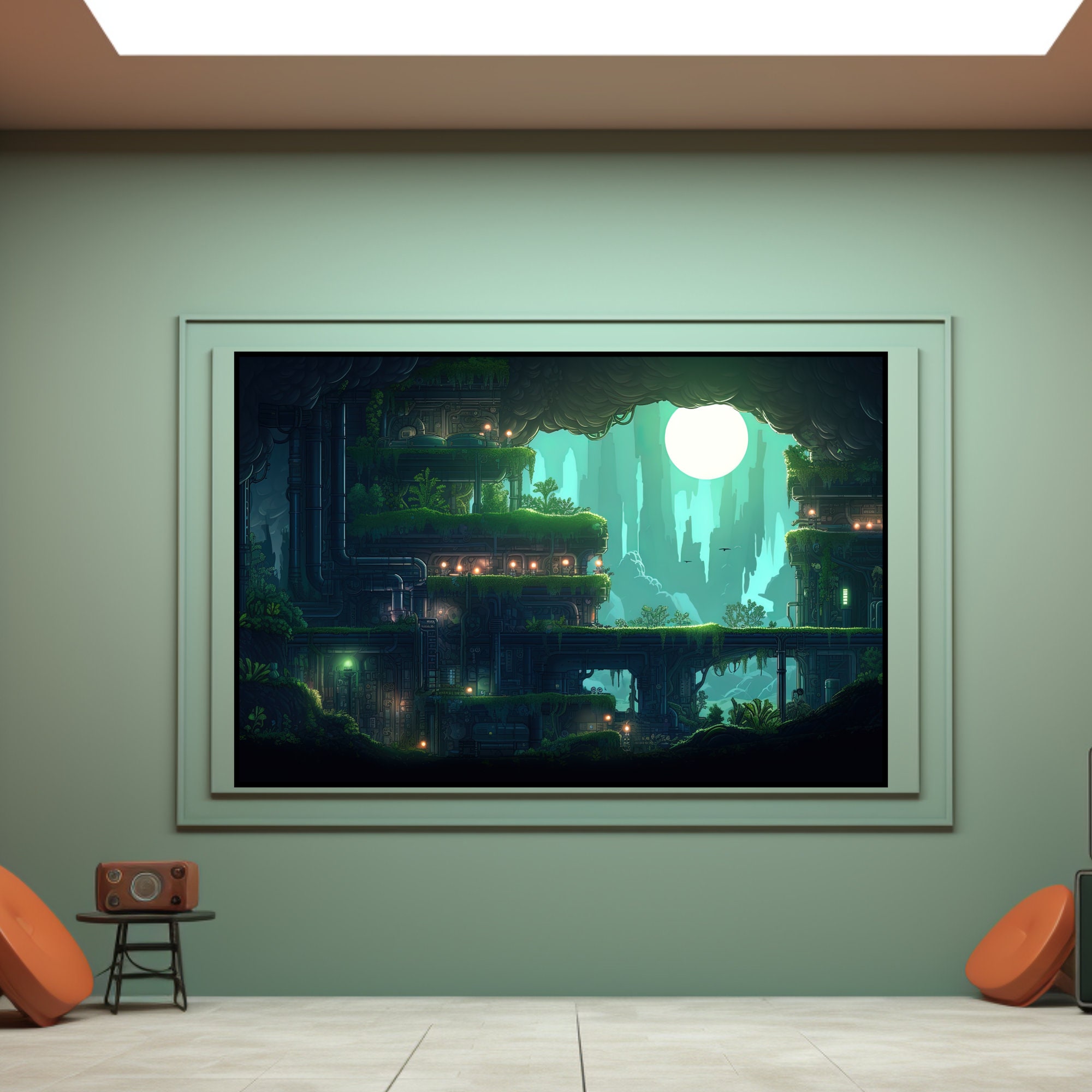 Pixel Art 8 Bit Poster cavern Retro Futurism - Etsy