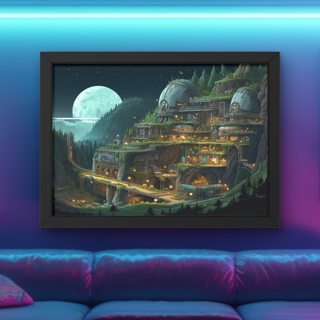 Pixel Art 8 Bit Poster //quarry// Retro Futurism Decoration - Etsy