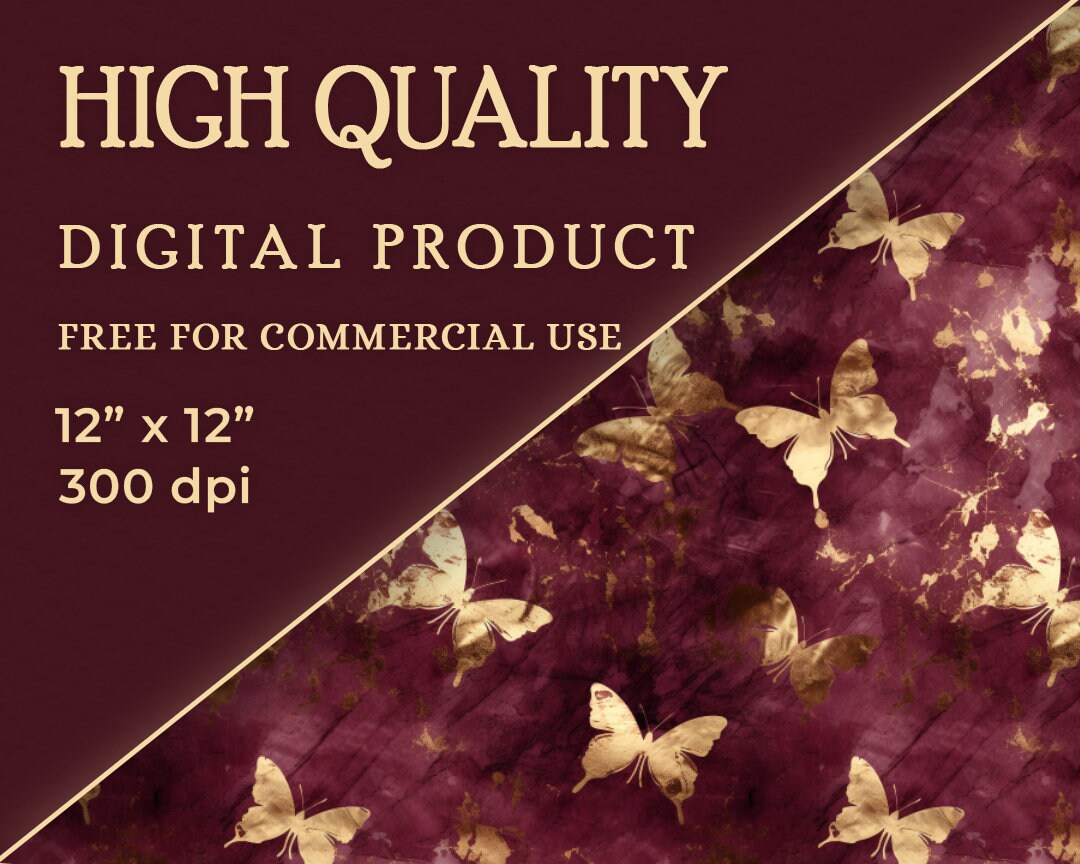 Burgundy & Gold Digital Paper Seamless Luxury Paper Vintage Scrapbook ...