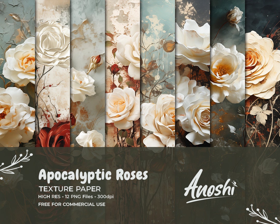 Apocalyptic Roses Digital Paper Antique Texture Paper Notebook Paper ...