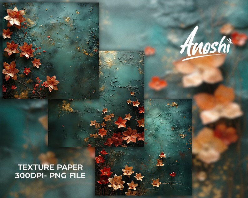 Fantasy Ruby Floral Digital Paper Fantasy Ruby & Copper - Etsy