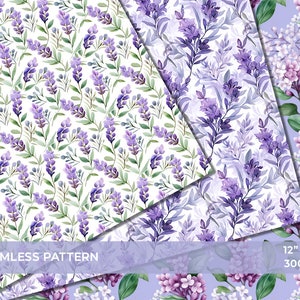 Lilac Floral Digital Paper Seamless Purple Floral Digital Paper for ...