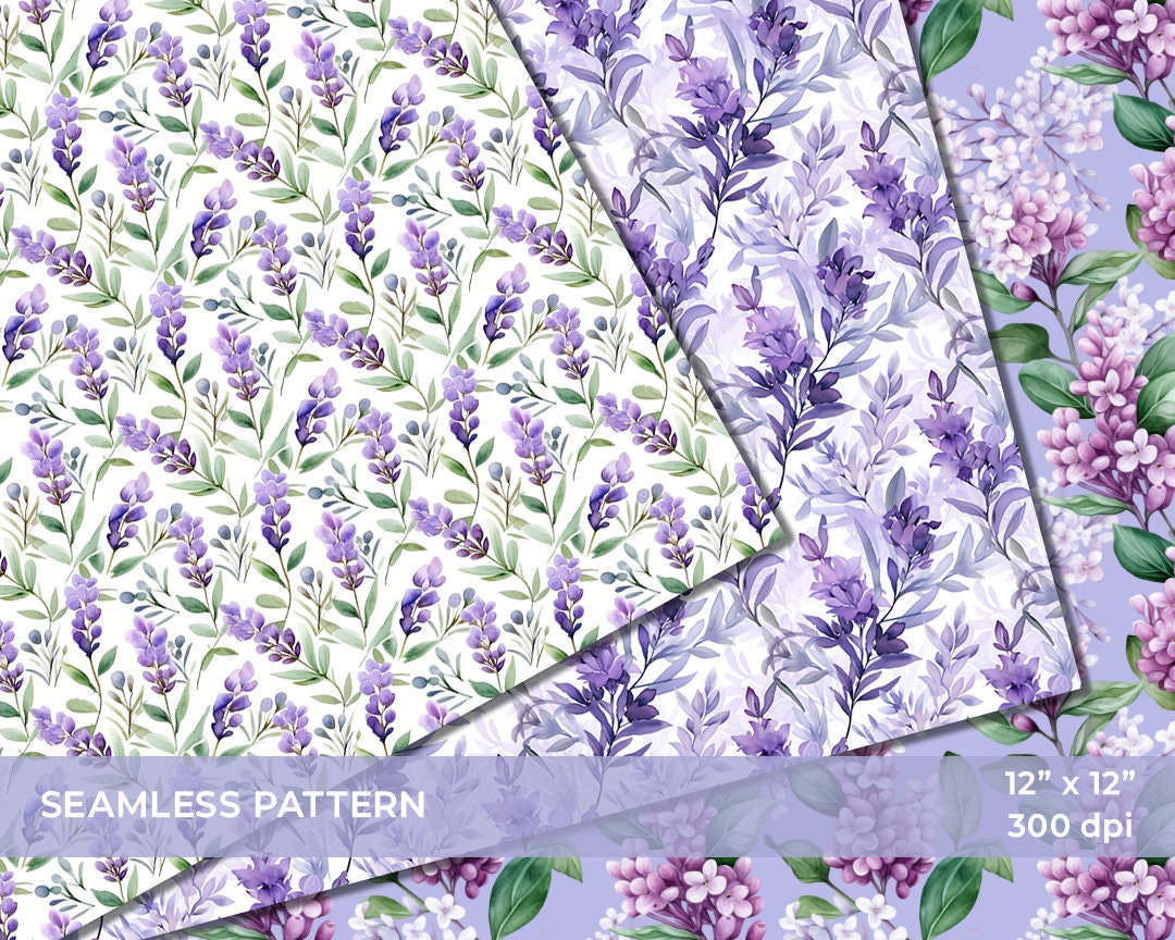 Lilac Floral Digital Paper Seamless Purple Floral Digital Paper for ...