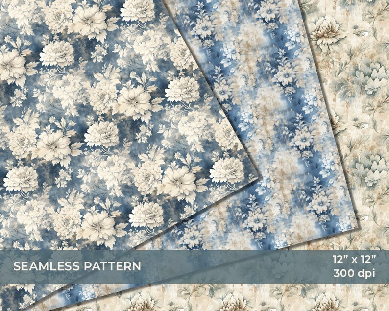 Antique Floral Digital Paper Seamless Damask Floral Instant - Etsy
