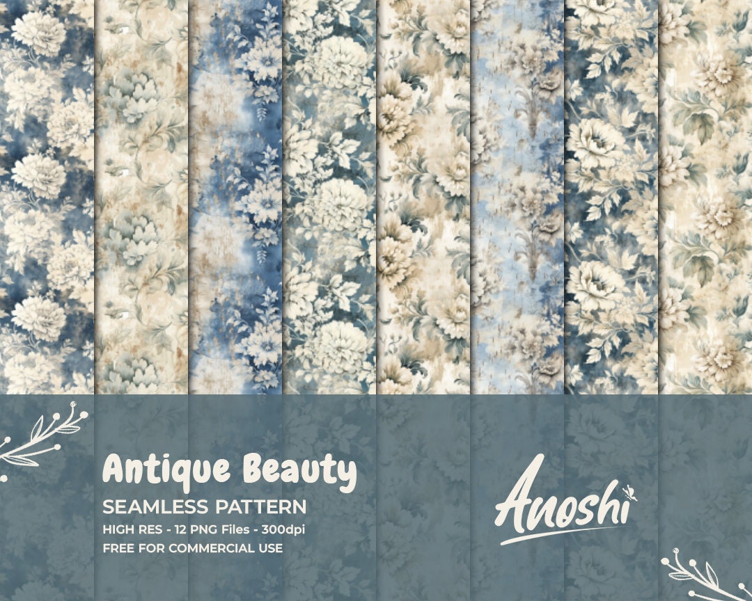 Antique Floral Digital Paper Seamless Damask Floral Instant Download ...