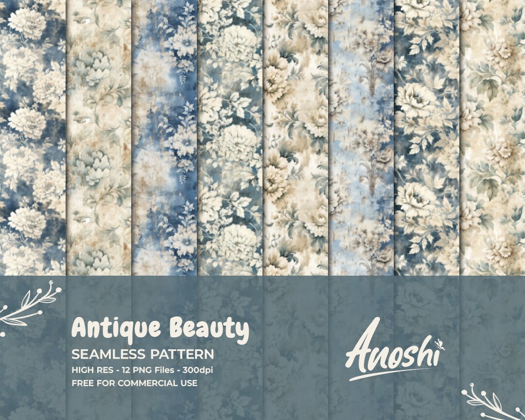 Antique Floral Digital Paper Seamless Damask Floral Instant - Etsy