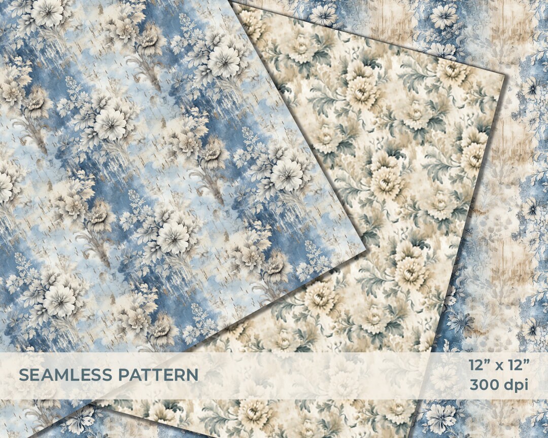Antique Floral Digital Paper Seamless Damask Floral Instant - Etsy