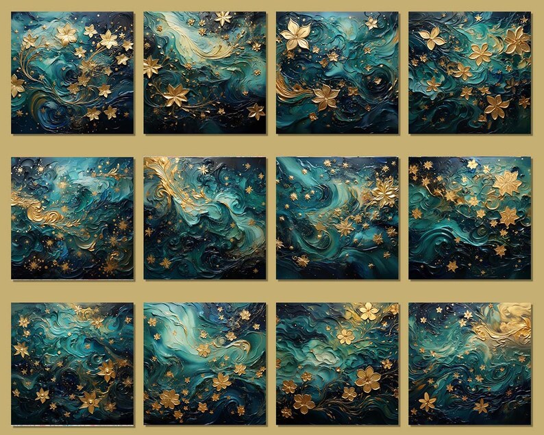 Starry Meadow Digital Paper Enchanting Luxury Scrapbook Texture Paper ...