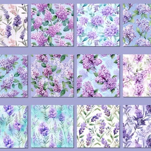 Lilac Floral Digital Paper Seamless Purple Floral Digital Paper for ...