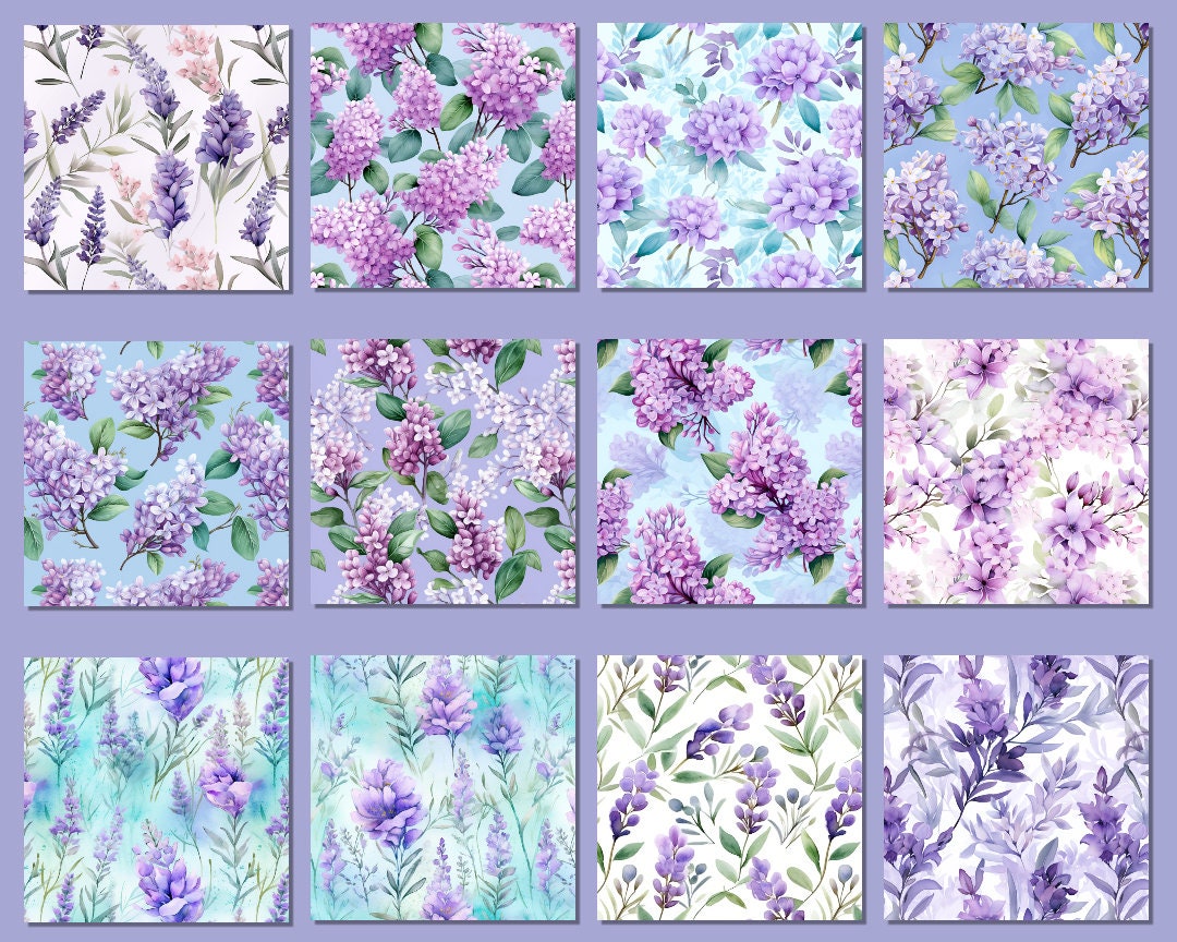 Lilac Floral Digital Paper Seamless Purple Floral Digital Paper for ...