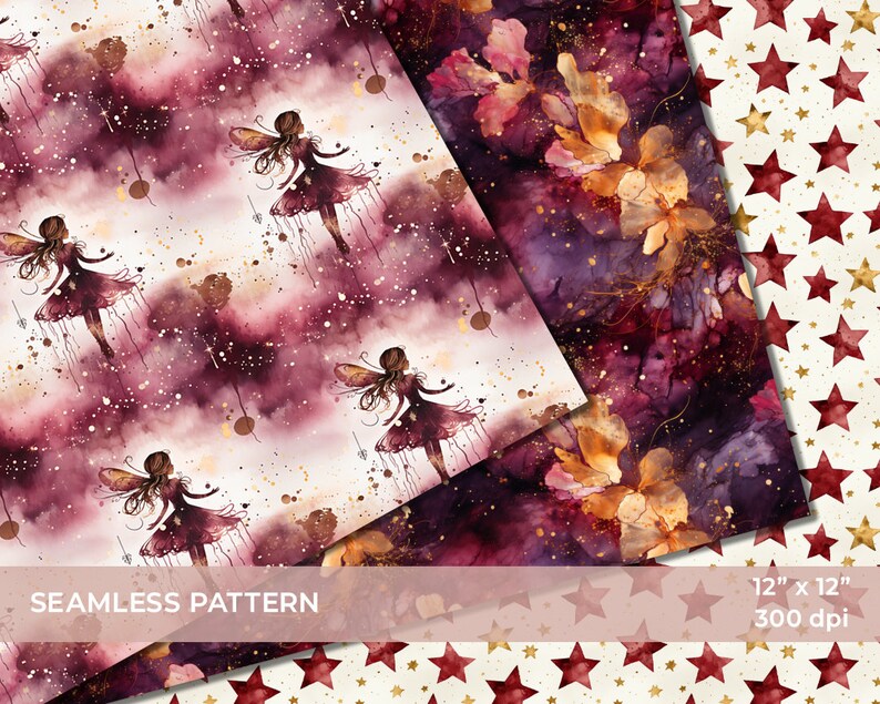 Burgundy & Gold Luxury Digital Paper Seamless Red Gold Foil Backgrounds ...