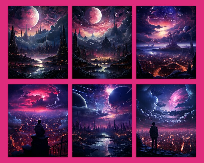 Retro Style Digital Poster, Scarlet Visions Dreamy Collages in ...